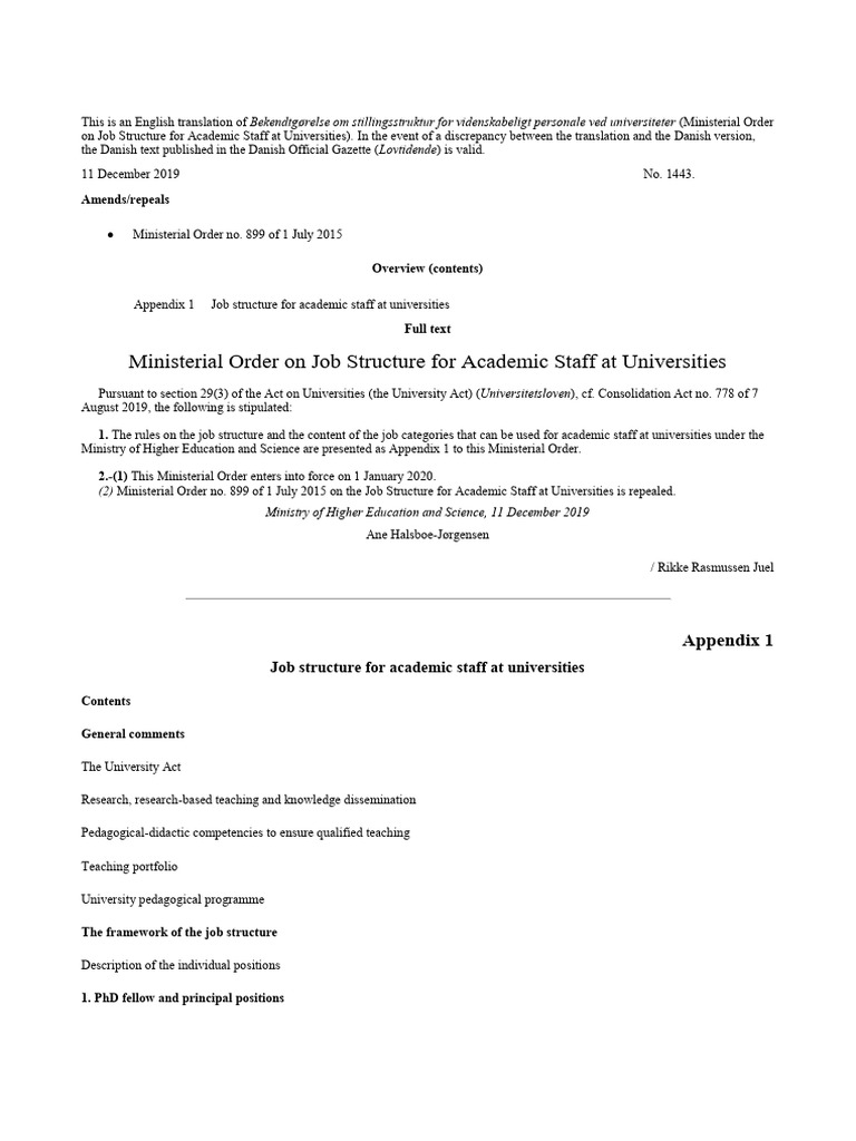 Job Structure For Academic Staff at Universities | PDF