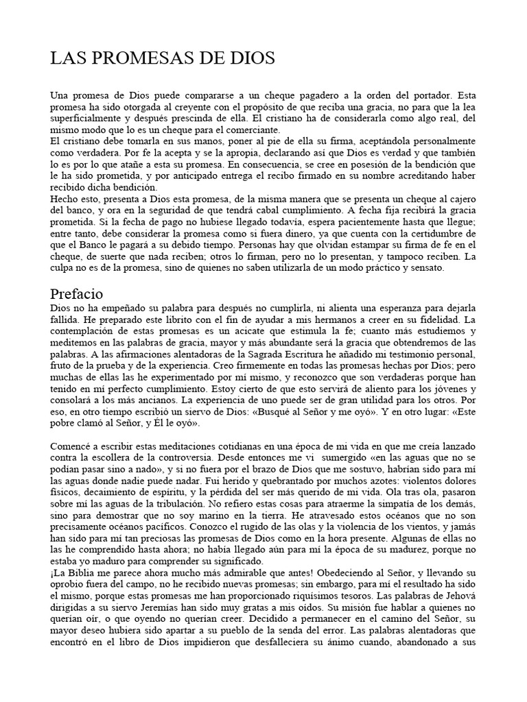 Las Promesas de Dios | PDF | Dios | Cheque