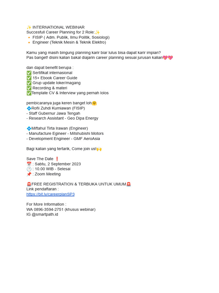 Caption Webinar Grup Wa | PDF | Karier & Perkembangan