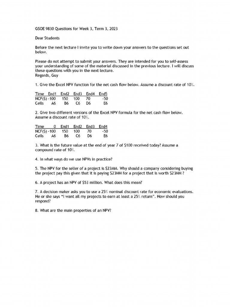 GSOE 9830 Questions Week 3 | PDF