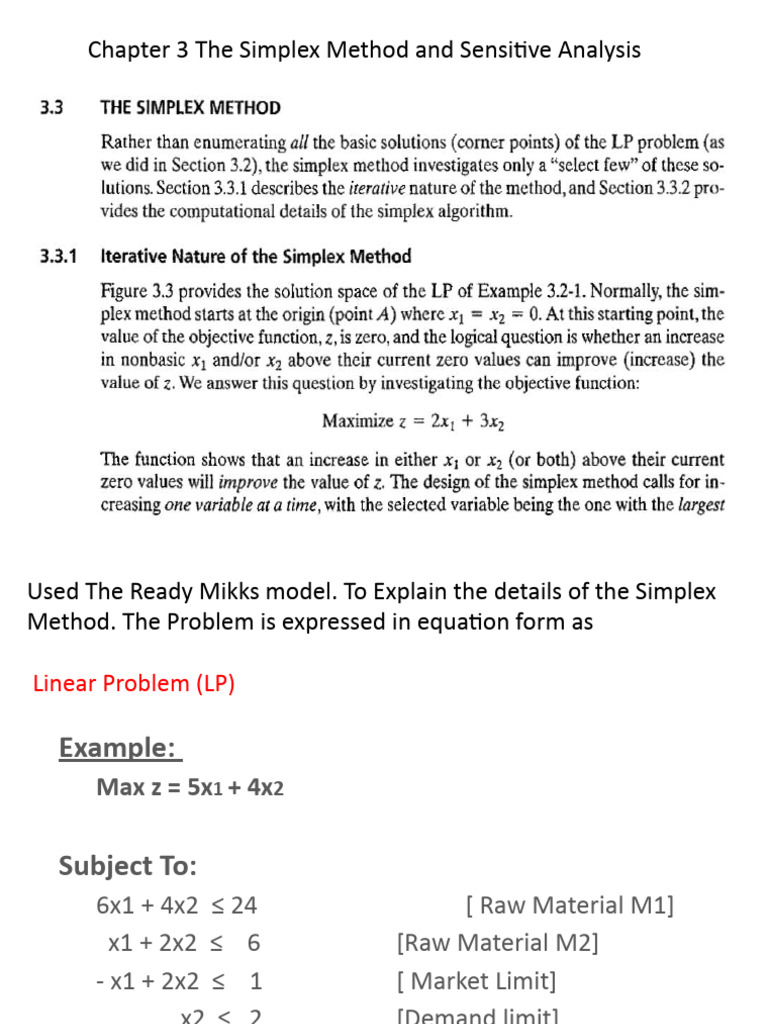 Chapter 3 The Simplex Method And Sensitive Analysis Pdf Linear 7825