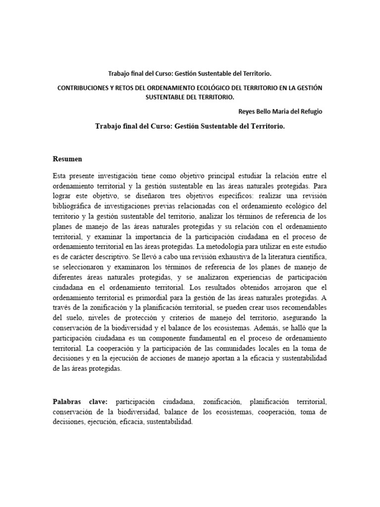 3 REV Segundo Avance GESTION SUSTENTABLE DEL TERRITORIO | PDF | Sustentabilidad | Desarrollo ...