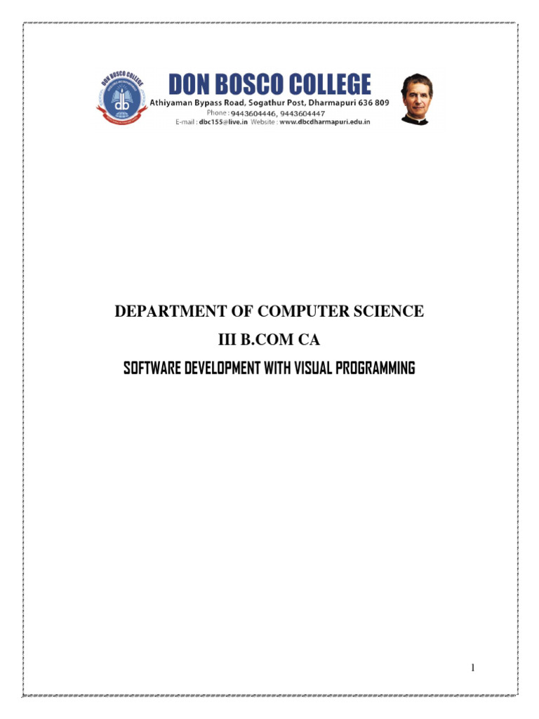 Software Development With Visual Basic B.com Ca | PDF | Button (Computing) | Computing