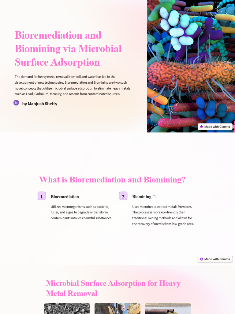 Bioremediation and Biomining Via Microbial Surface Adsorption | PDF | Soil | Microorganism