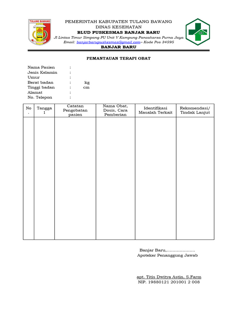 Form Pemantauan Terapi Obat BB 2023 | PDF