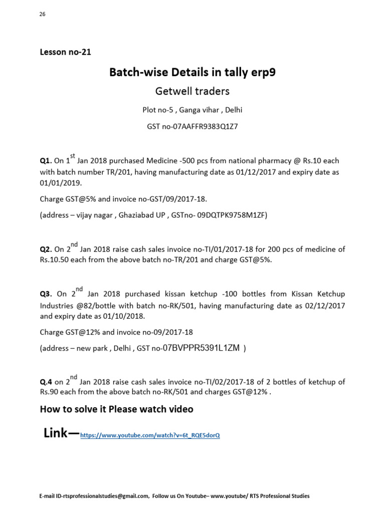 Tally Batch | PDF
