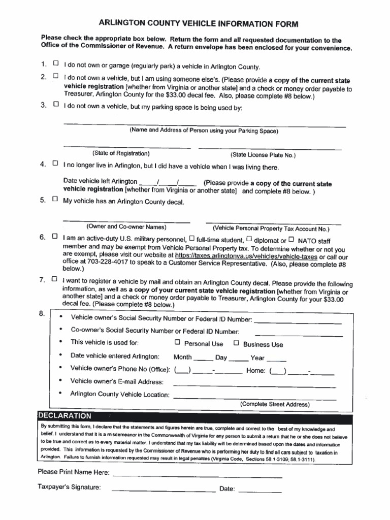 Vehicle Registration Form | PDF