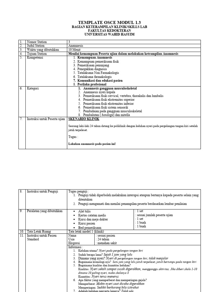 OSCE 1.3 Stasion 3 Anamnesis - R Meagratia | PDF | Sains & Matematika