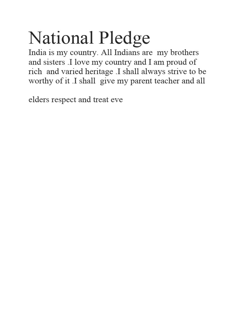 National Pledge India Is My Country | PDF