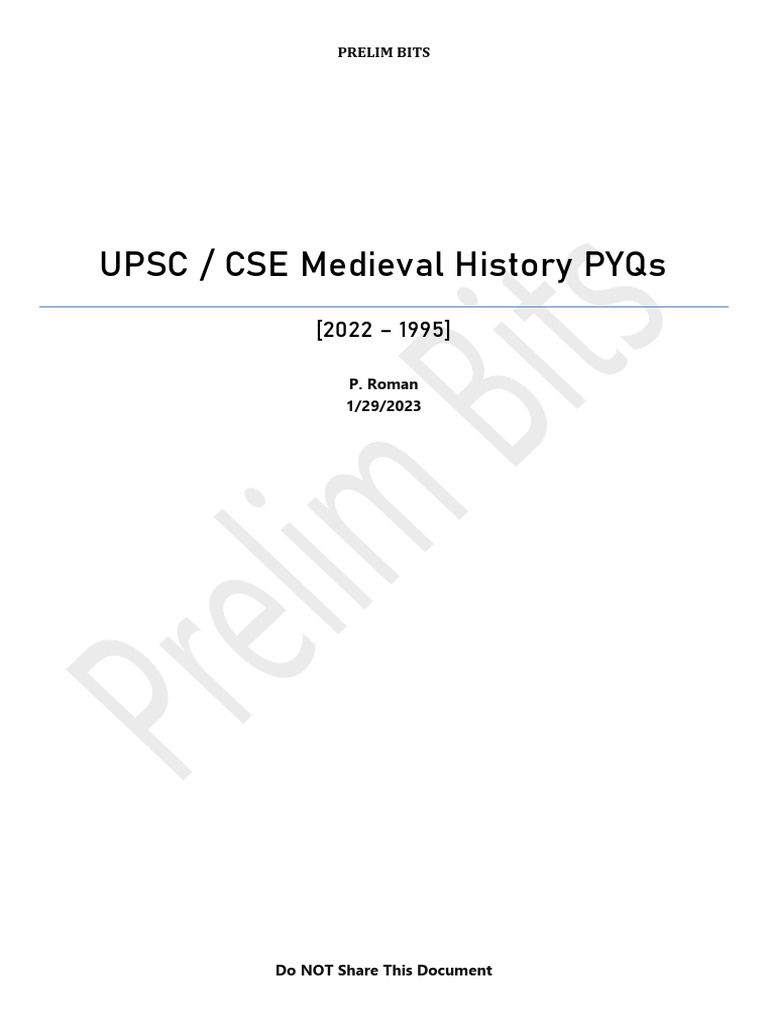 CSE Medieval History PYQs | PDF | History