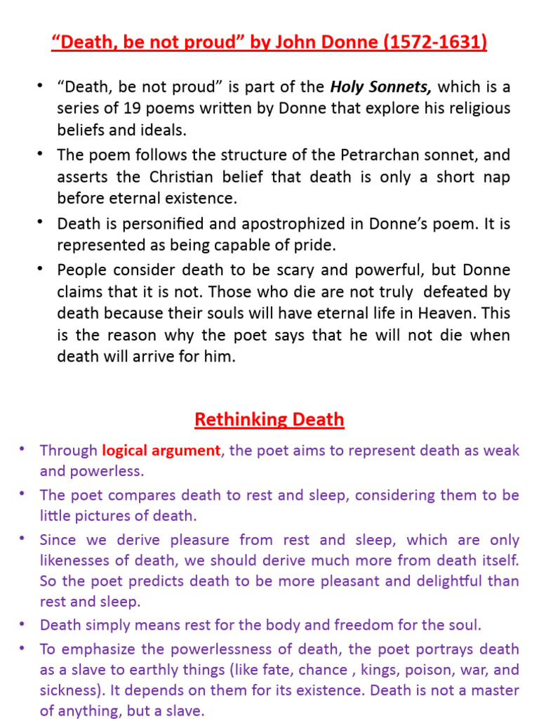 Death Be Not Proud by John Donne | PDF | Death | Poetry