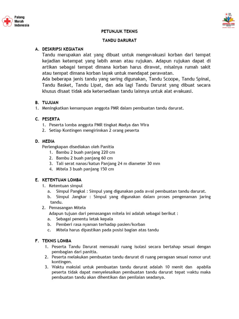 Panduan Lomba Tandu Darurat PMR | PDF