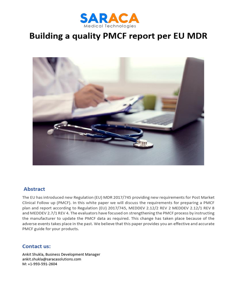 Building A Quality PMCF Report Per EU MDR: Ankit Shukla, Business ...
