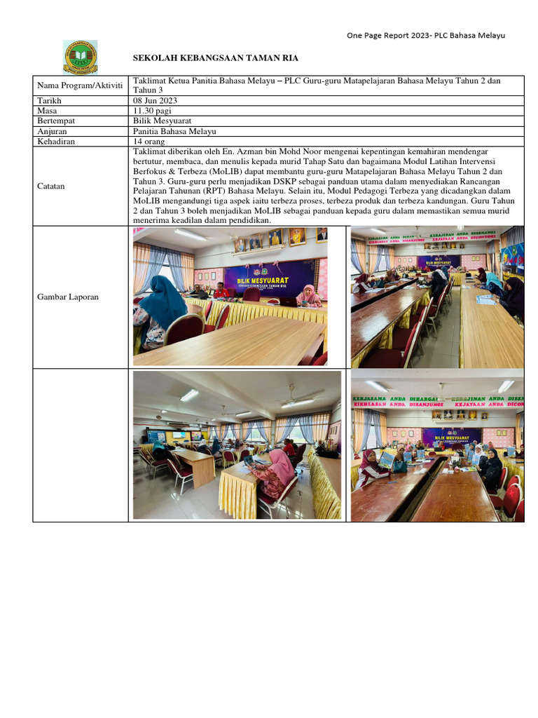 One Page Report PLC BM | PDF