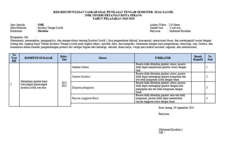 Kisi - Kisi Soal ITL Pts Ganjil 2023 | PDF