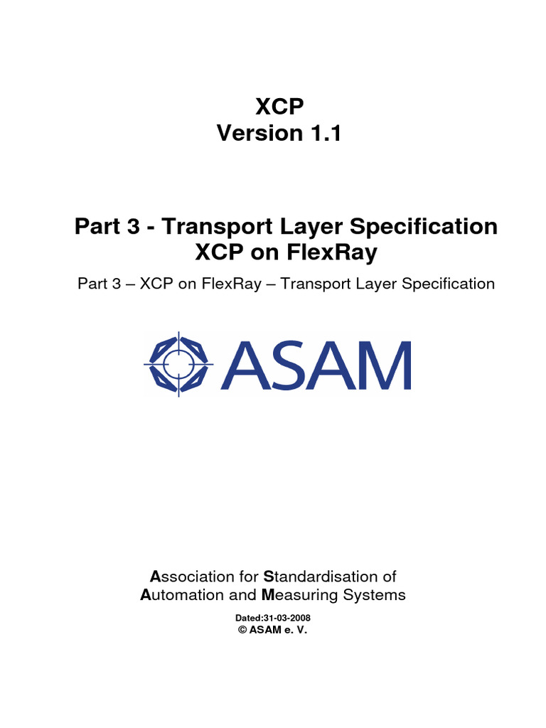 ASAM XCP Part3 Transport Layer Specification XCPonFlexRay V1 1 0 | PDF | Internet Protocol Suite ...