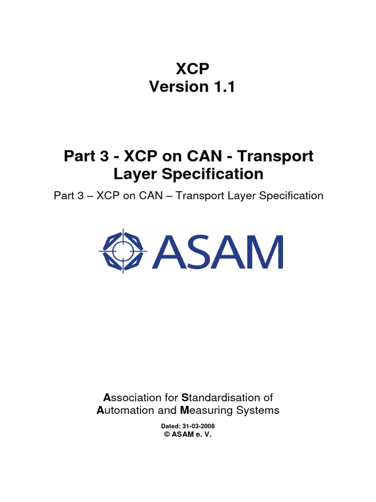 ASAM - XCP - Part3 Transport Layer Specification - XCPonCAN - V1 1 0 ...