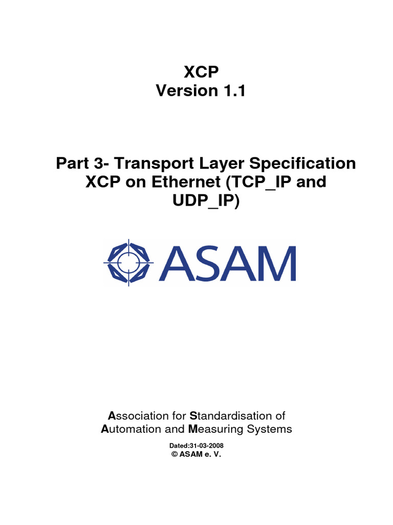 ASAM XCP Part3-Transport-Layer-Specification XCPonEthernet TCP IP | PDF | Internet Protocol ...