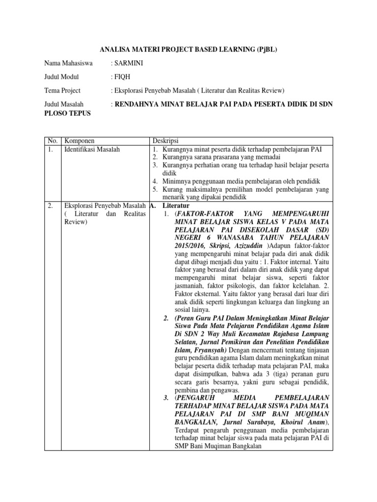 Analisa Materi Project Based Learning | PDF