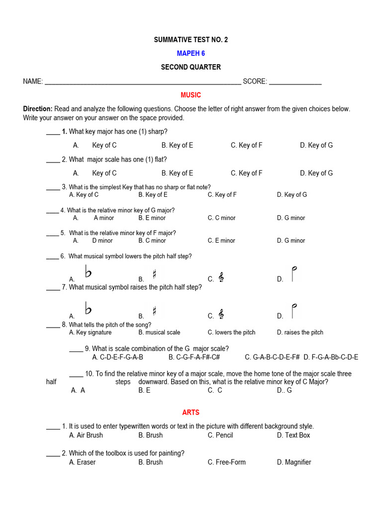 Mapeh 6 - ST 2 - Q2 | PDF | Biodegradation | Scale (Music)