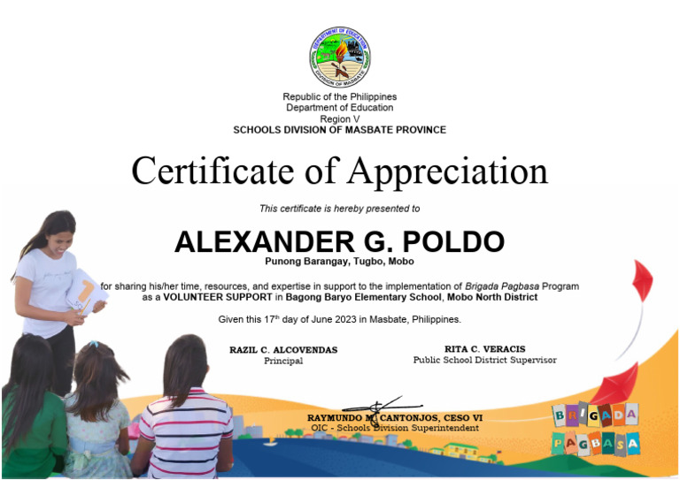 2023 BP Certificate For Donor Reader Support | PDF