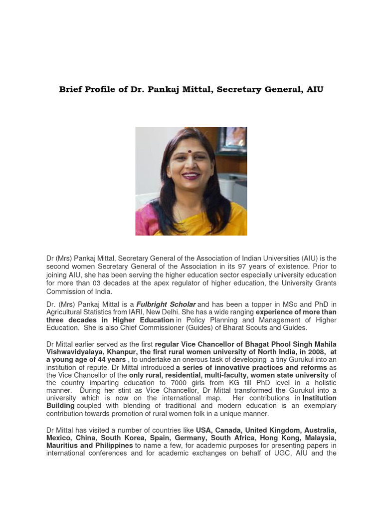 Brief CV DR Pankaj Mittal | PDF