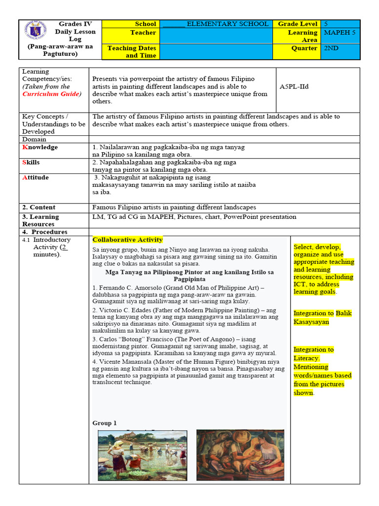 Cot-Arts5-Ang Pagkakaiba Sa Mga Obra NG Mga Tanyag Na Pintor | PDF Cot-Arts5-Ang Pagkakaiba Sa Mga Obra NG Mga Tanyag Na Pintor | PDF