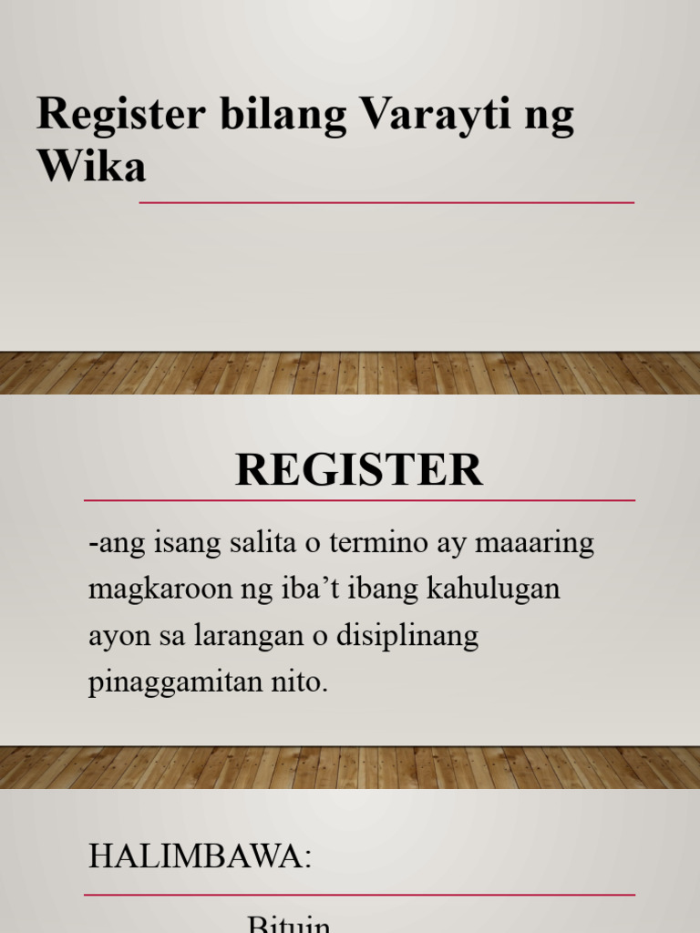 Register Bilang Varayti NG Wika KPKP | PDF Register Bilang Varayti NG Wika KPKP | PDF