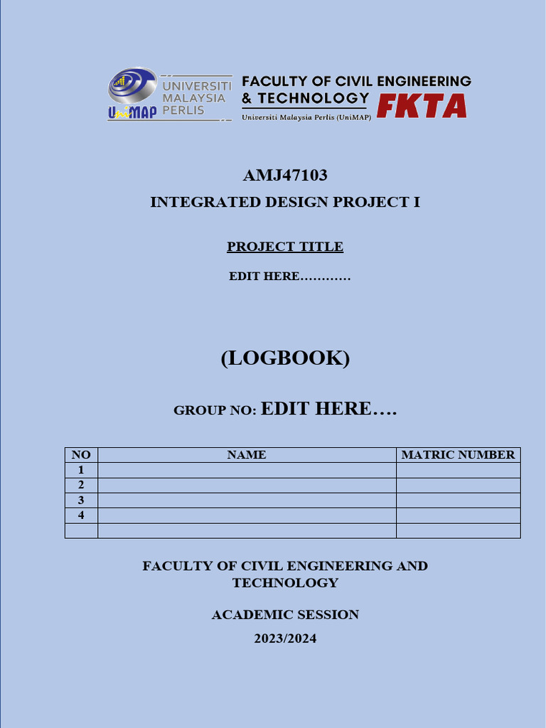 Cover Page - Logbook | PDF