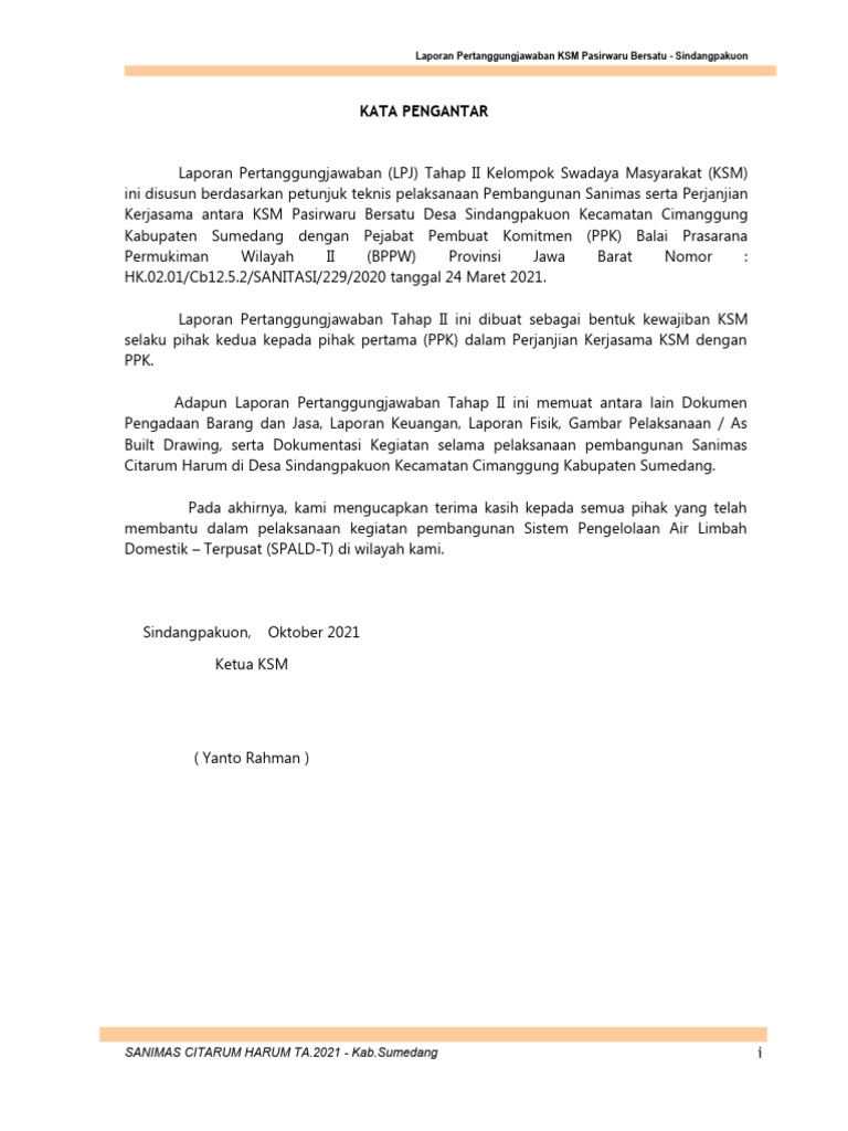 Kata Pengantar LPJ | PDF