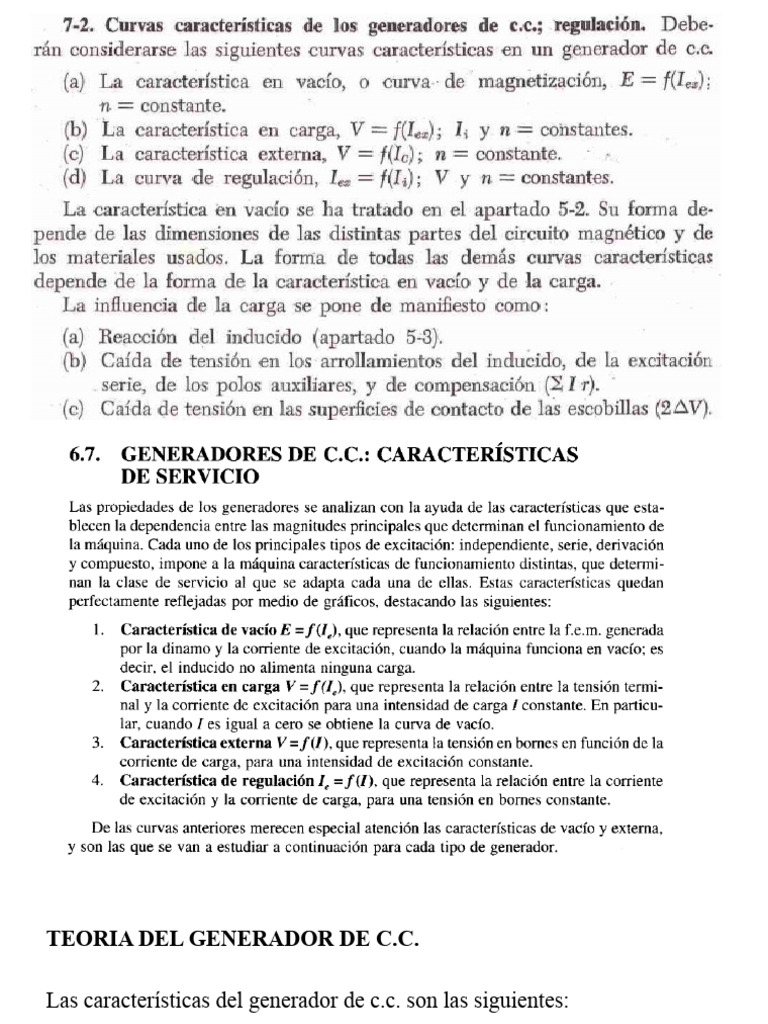 Carácteristicas y Operación de Generadores de C.C. | PDF | Generador eléctrico | voltaje