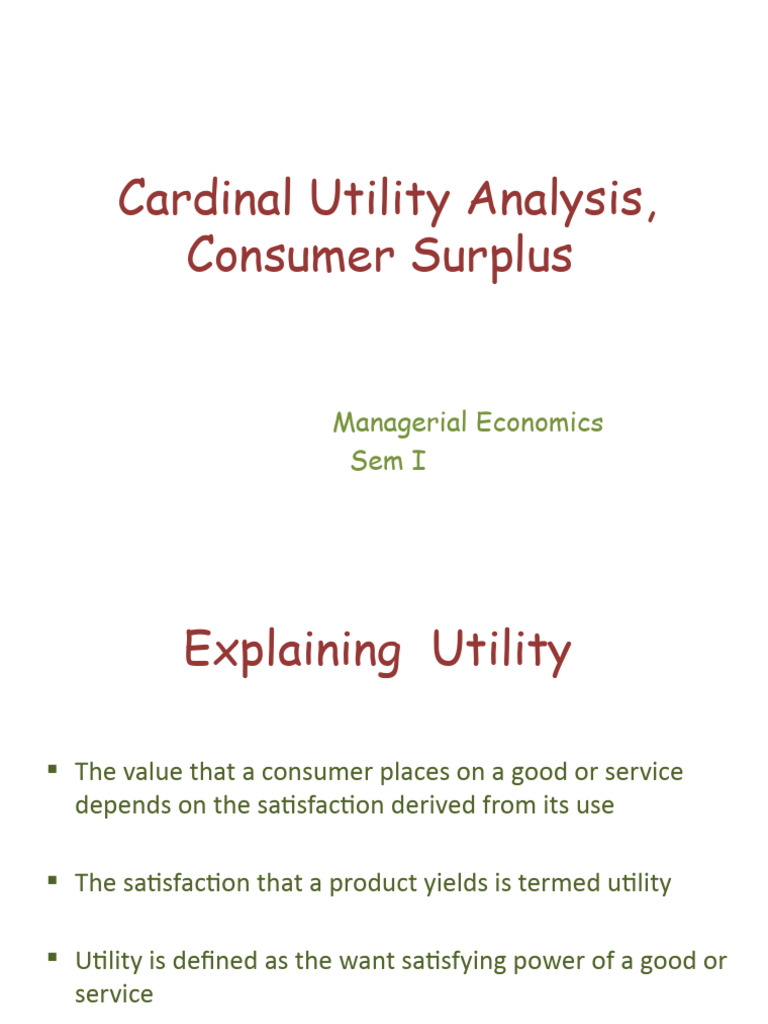 Cardinal Utility And Consumer Surplus Pdf Utility Economic Surplus
