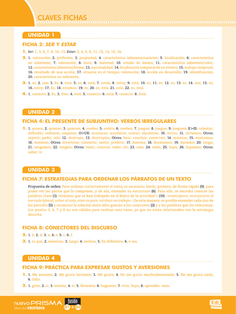 NPrismaFusion B1-B2 Claves-Fichas | PDF | Estudios de idiomas extranjeros