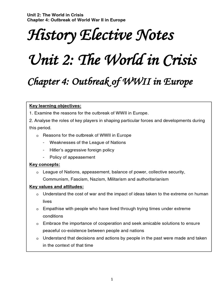 Chapter 4 - Outbreak of WWII in Europe - Notes | PDF | Adolf Hitler ...