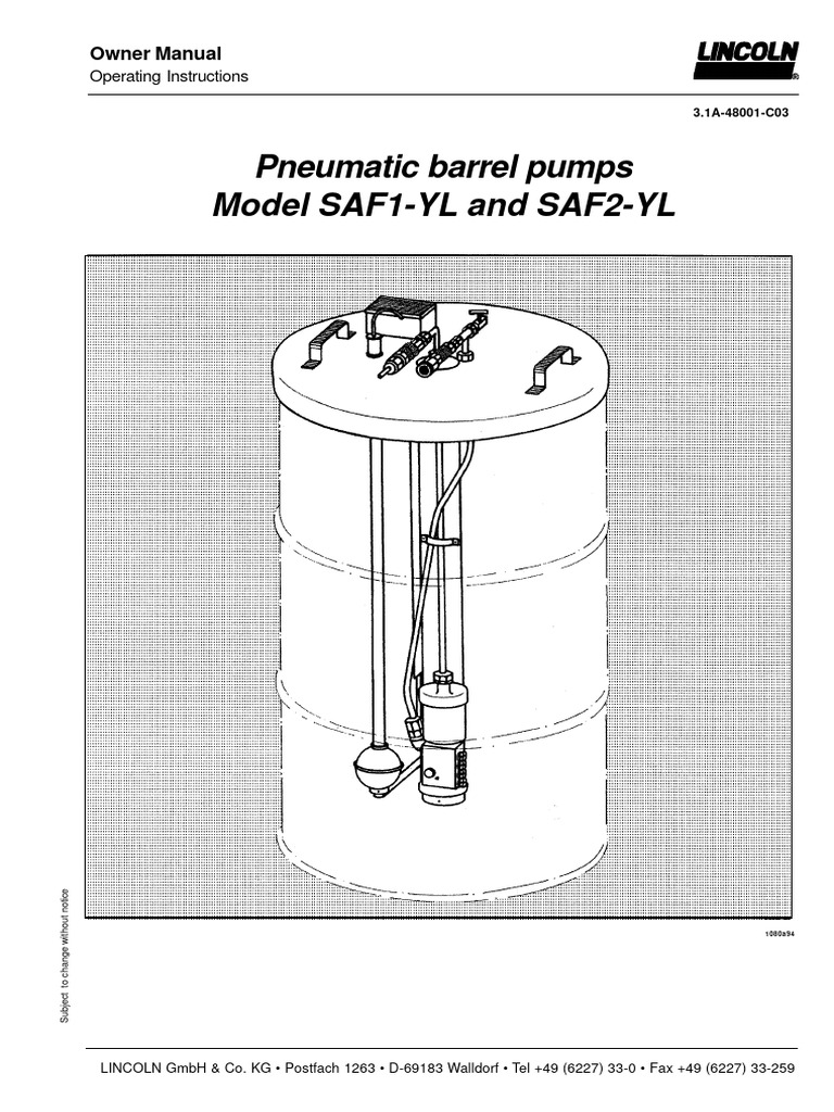SAF1-YL SAF2-YL Pneumatic Barrel Pumps | PDF | Safety | Hazards