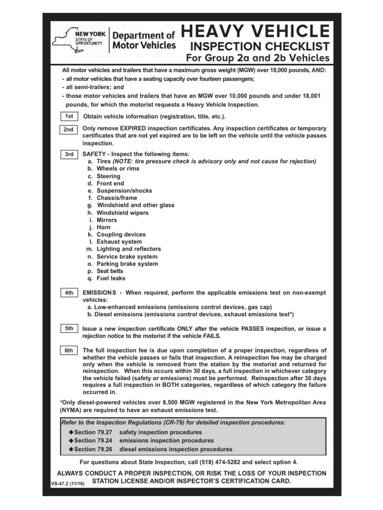 Heavy Vehicle Inspection Checklist in PDF | PDF