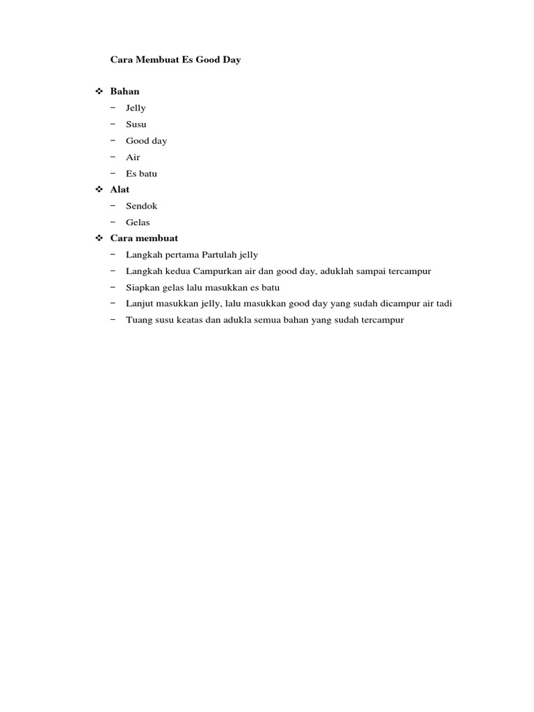 Cara Membuat Es Good Day | PDF