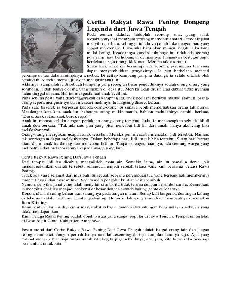 Cerita Rakyat Rawa Pening Dari Jawa Tengah | PDF