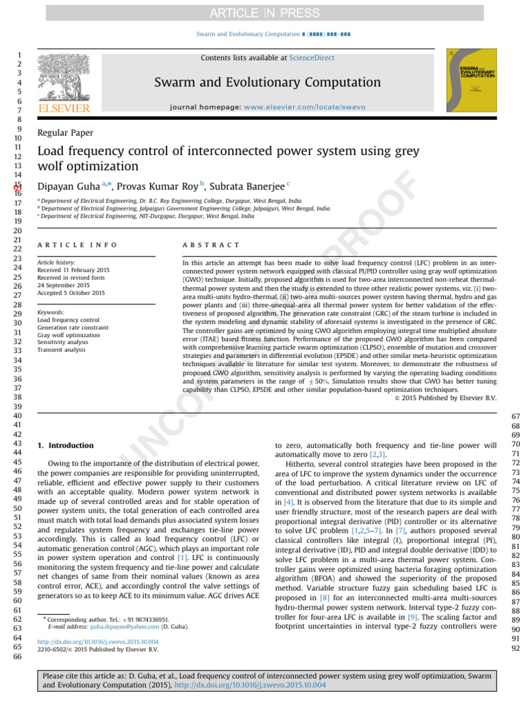 LFC of Multiarea Power System Using GWO | PDF | Control Theory ...
