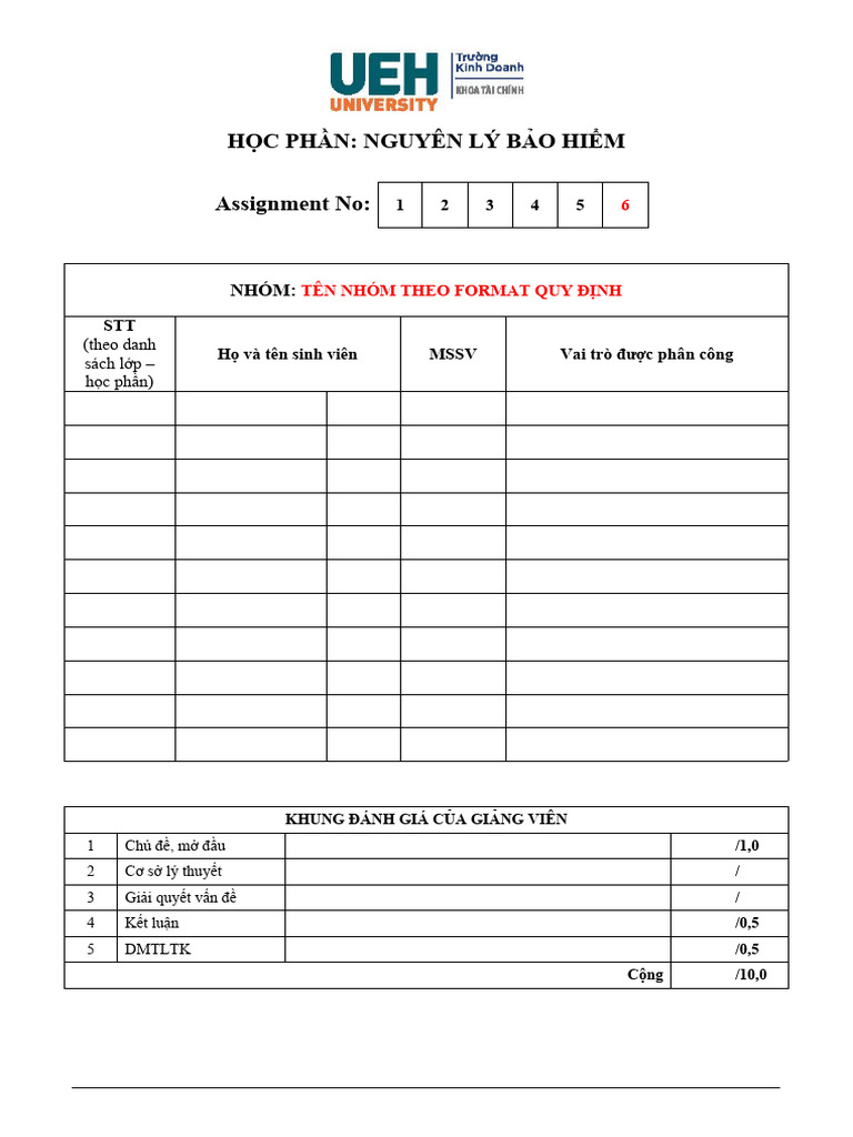 Tên nhóm theo quy định-NLBH - Assignment No6 | PDF