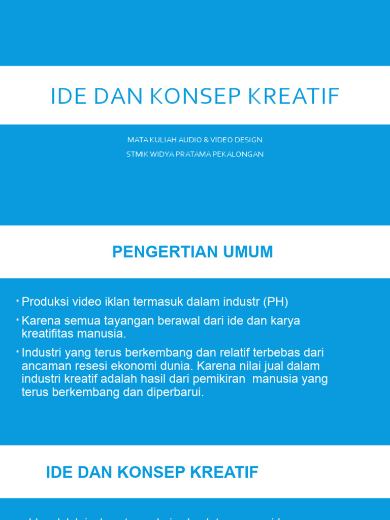 Mata Kuliah Audio & Vieo Design - Ide & Konsep Kreatif | PDF