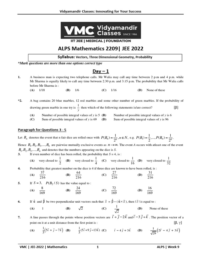 Maths Advanced Level Problem Solving (ALPS-9) - Paper | PDF | Analytic ...