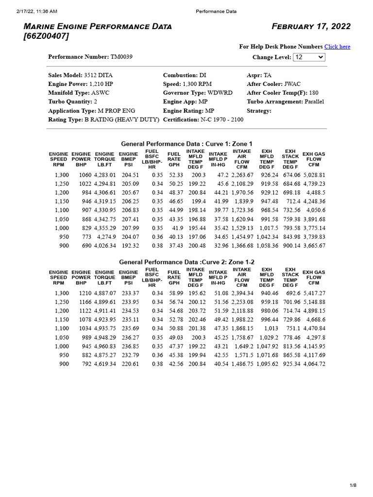 Marine Engine Performance Report | PDF | Horsepower | Engines