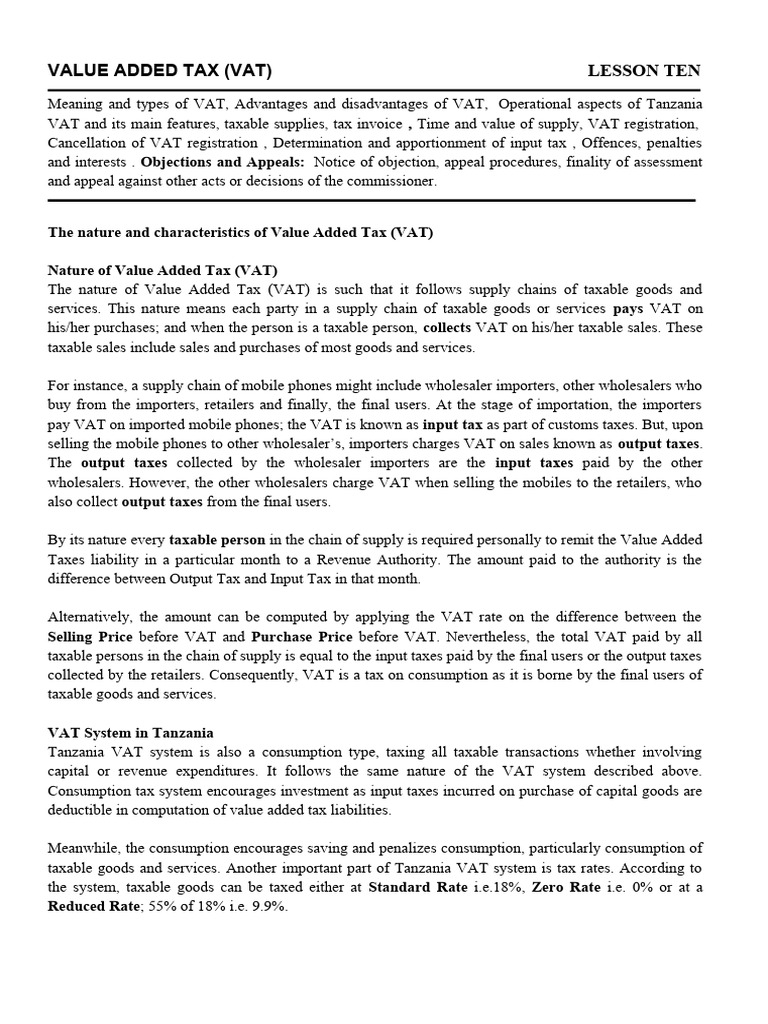 Lesson 10 Value Added Tax (Vat) | PDF | Value Added Tax | Taxes