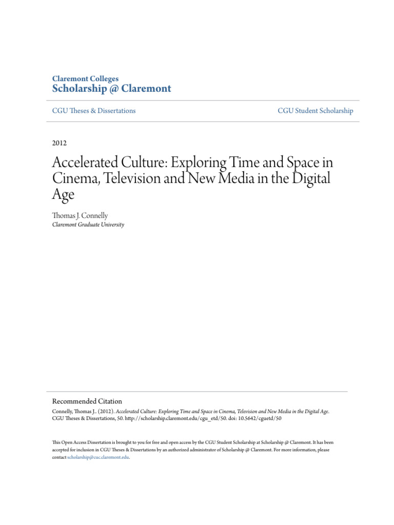 Accelerated Culture - Exploring Time and Space in Cinema Televisi | PDF