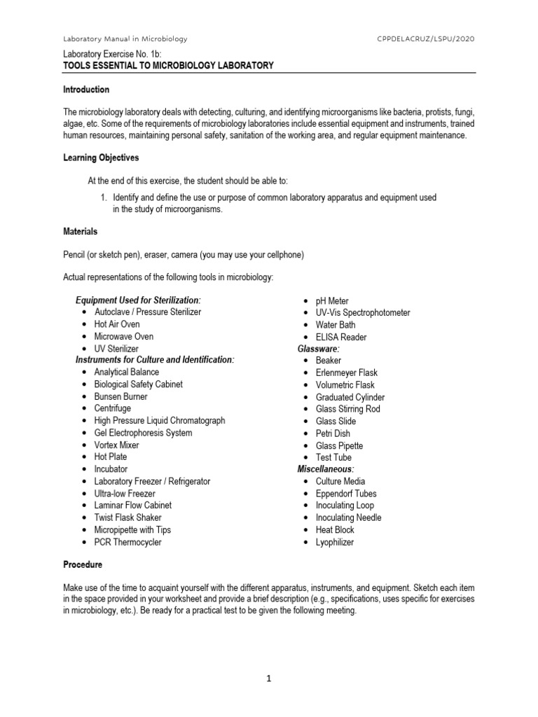 LAB 1B Lab Equipment | Download Free PDF | Laboratories | Laboratory ... LAB 1B Lab Equipment | Download Free PDF | Laboratories | Laboratory ...