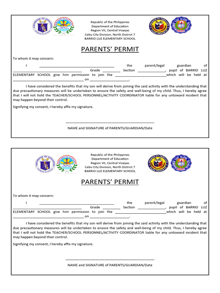 Parents Permit | PDF | Living Arrangements | Youth