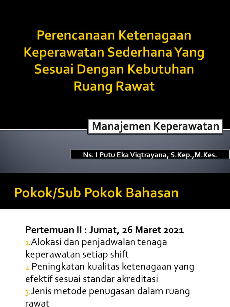 Perencanaan Ketenagaan Keperawatan (Pertemuan II) | PDF