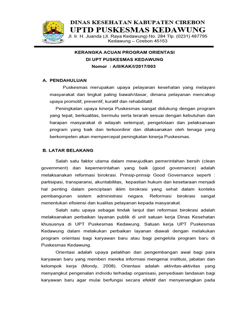 5.1.2.2 Kak Program Orientasi | PDF