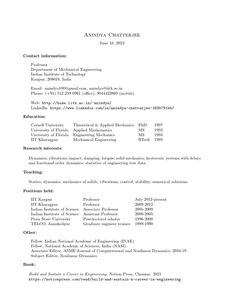 Anindya Chatterjee CV | PDF